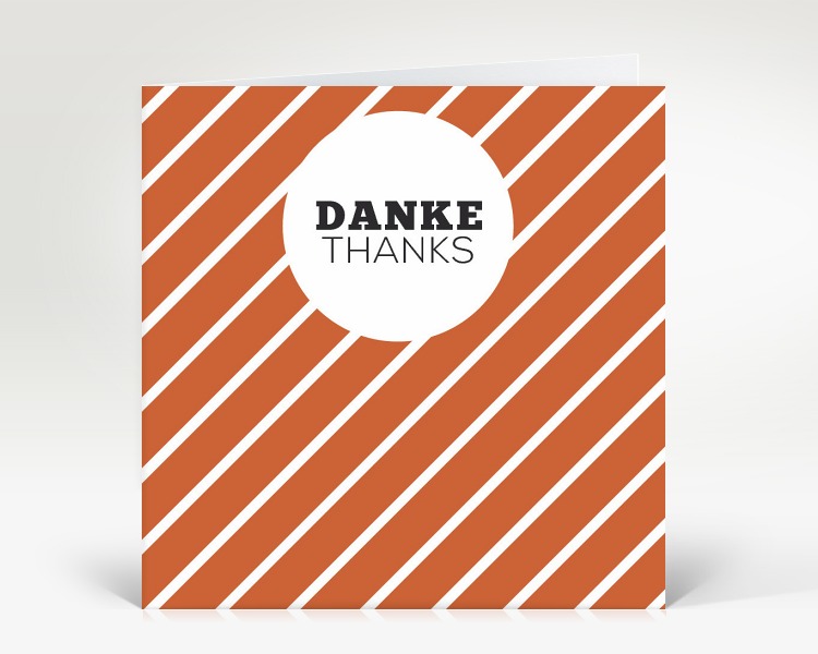 Danksagung "Danke orange-weiß gestreift" | Designer-Karten.de