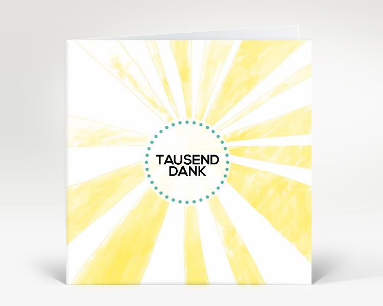Danksagung "Gemalte Sonnenstrahlen in gelb tausend Dank" | Designer ...