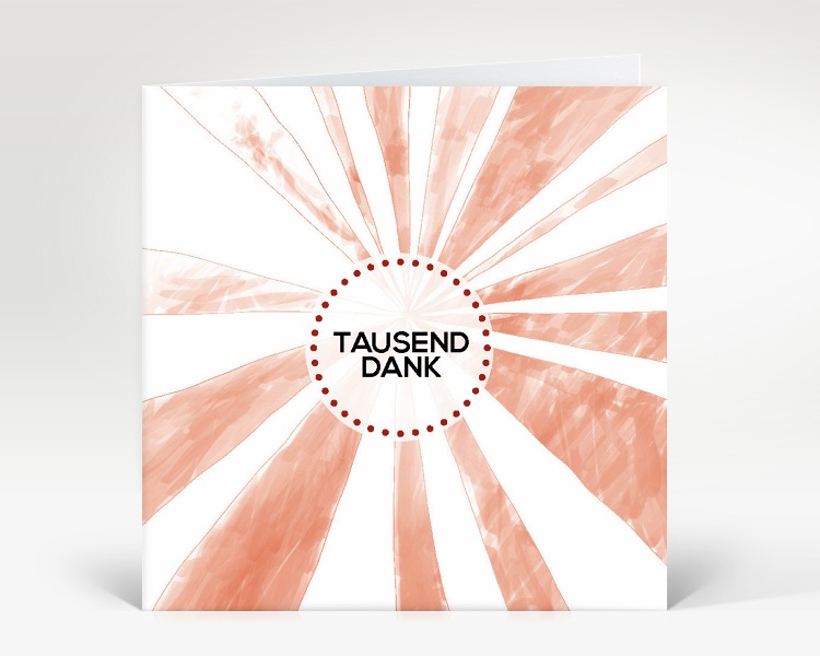 Danksagung "Gemalte Sonnenstrahlen in rot tausend Dank" | Designer ...